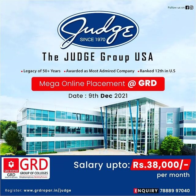 The JUDGE Group USA mega online placement : Event Date 9 Dec 2021 - GRD ...
