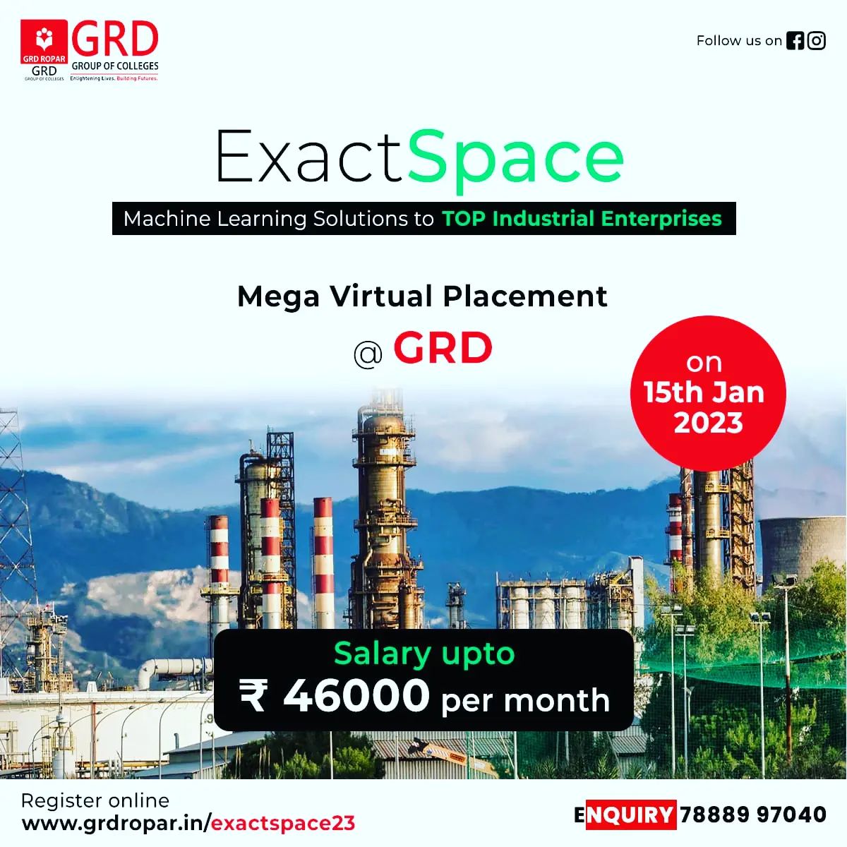 ExactSpace mega online placement by GRD 15th Jan 2023 - GRD Ropar